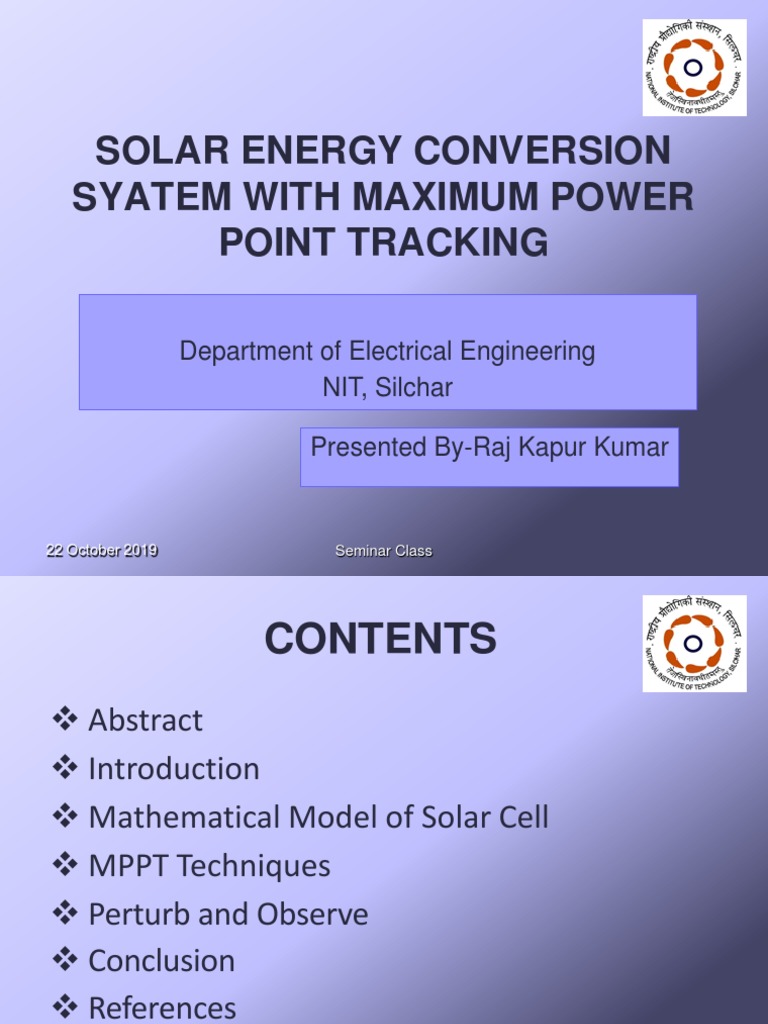 Solar Energy Conversion With MPPT PPT in PDF | PDF | Photovoltaic ...