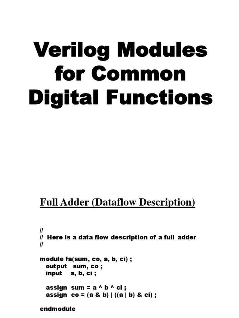 Verilog Modules For Common Digital Functions | Download Free PDF ...