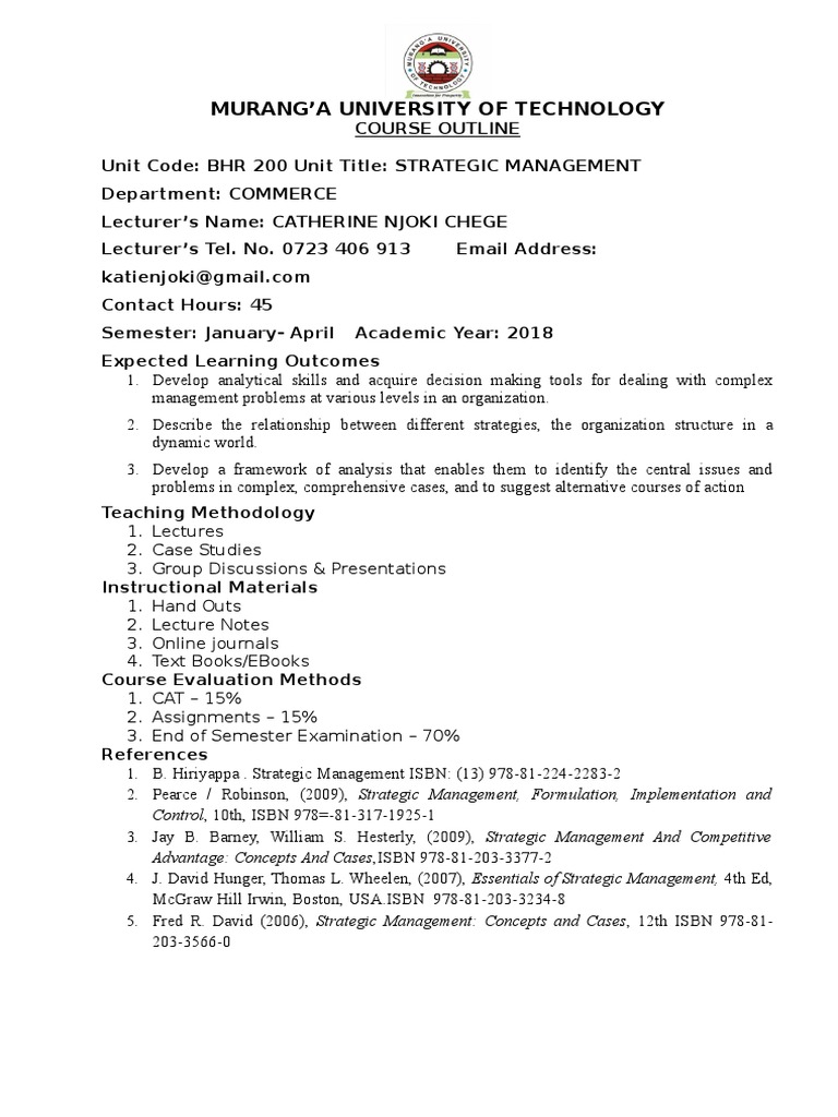 Murang'A University of Technology | PDF | Strategic Management | Business
