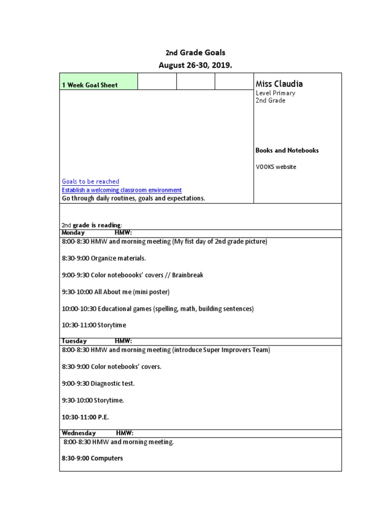 2 G Lesson Plan Aug 26-31-2019 | PDF