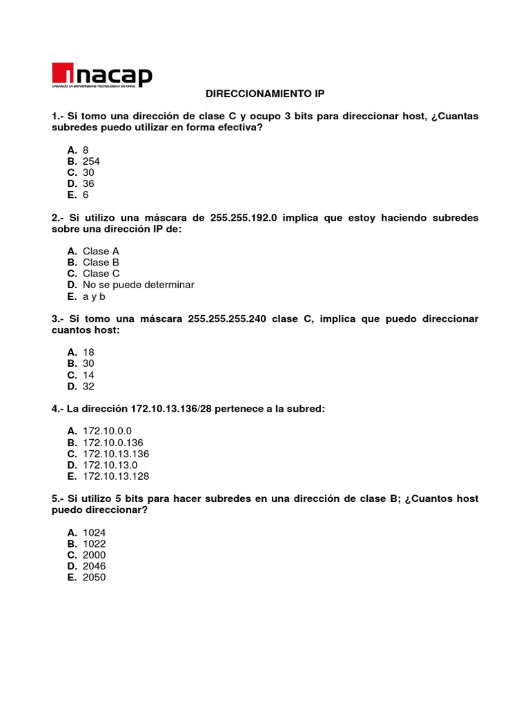 Guía de Ejercicio Ip 2008 | PDF | Dirección IP | Protocolos de internet