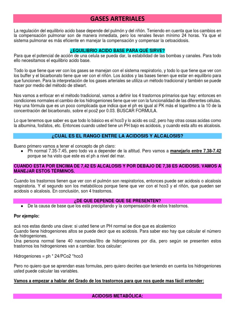 Gases Arteriales | PDF | Fisiología | Especialidades Medicas