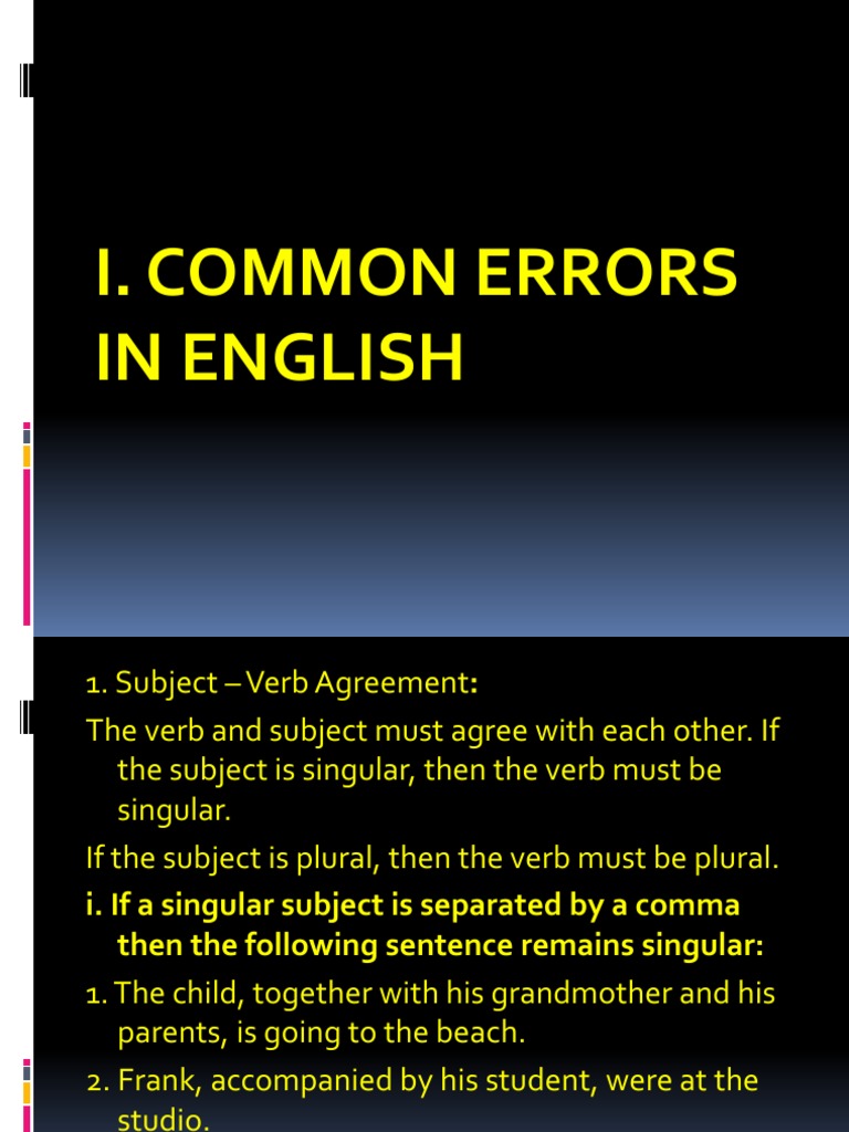 I. Common Errors in English | PDF | Foreign Language Studies | Wellness