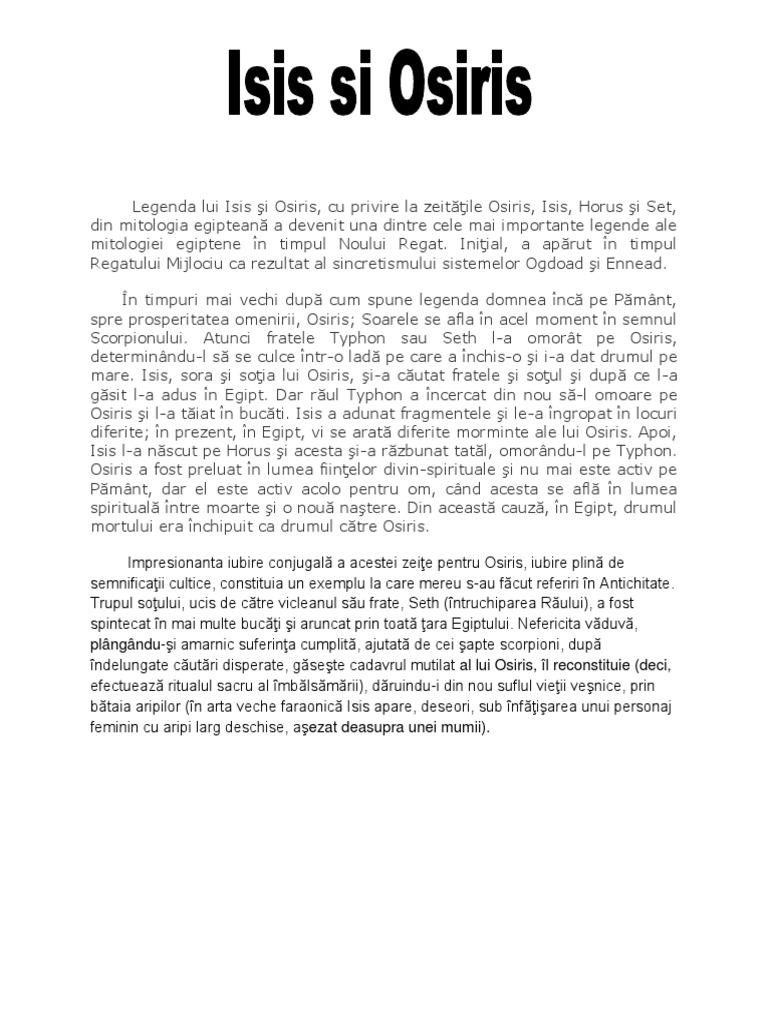 Legenda Lui Isis Şi Osiris | PDF