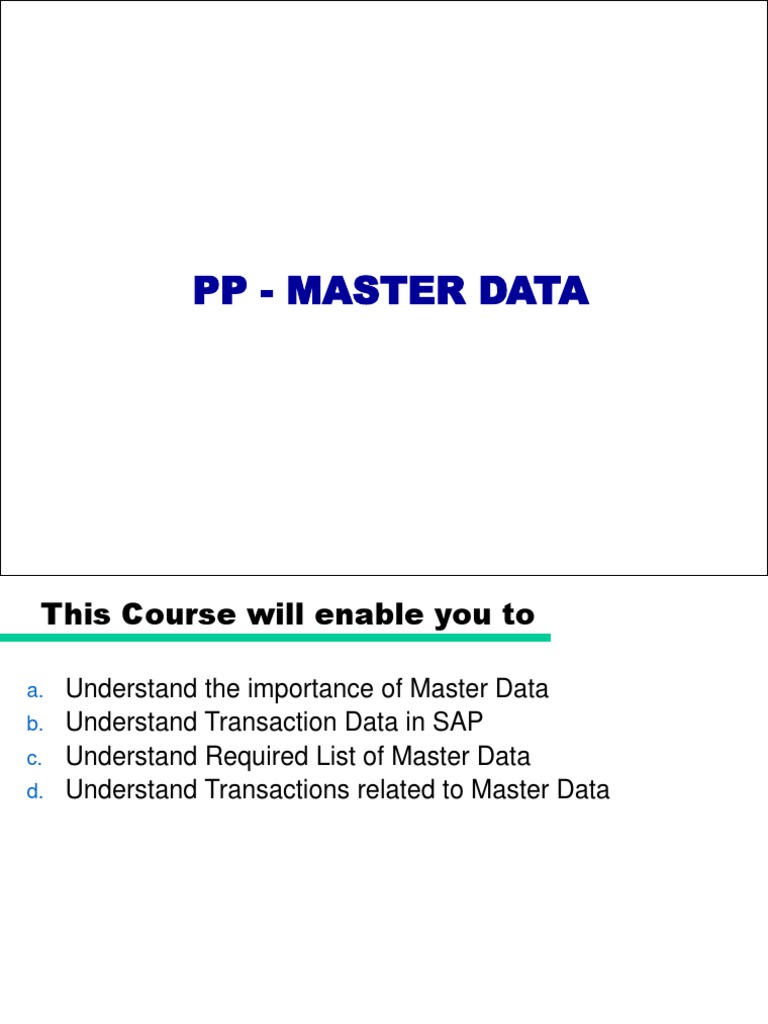 SAP PP Master Data Overview | PDF | Data | Information Technology