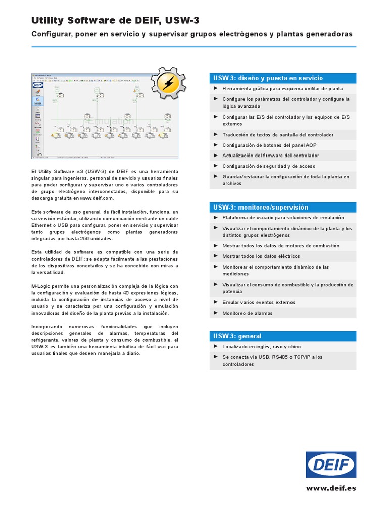 Utility Software de DEIF, USW-3: Configurar, Poner en Servicio y ...
