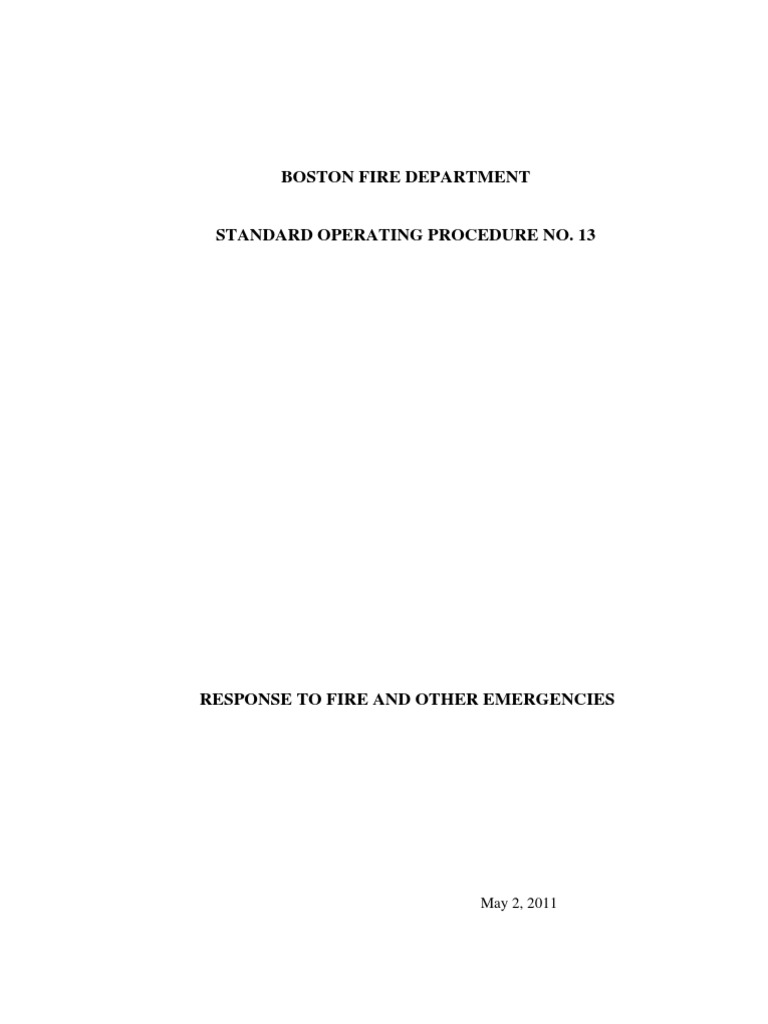 Boston Fire Department SOP for Emergency Response | PDF | Traffic ...