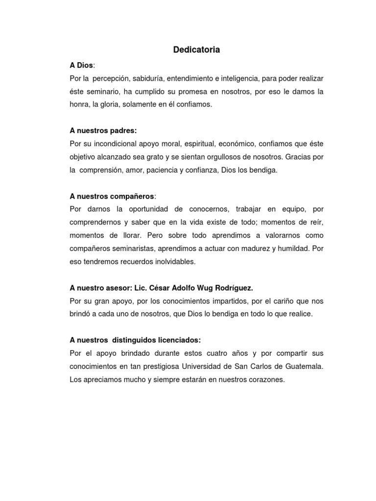 Dedicatoria USAC 2019 | PDF | Educación sexual | Ciencias del comportamiento