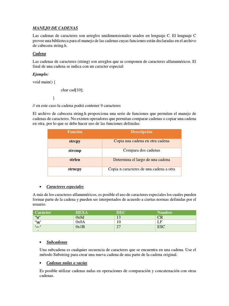 Manejo de Cadenas | PDF | Cadena (informática) | Puntero (Programación ...