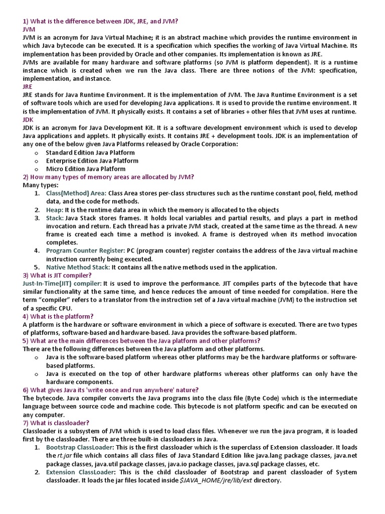 Java Questions | Download Free PDF | Method (Computer Programming) | Java Virtual Machine