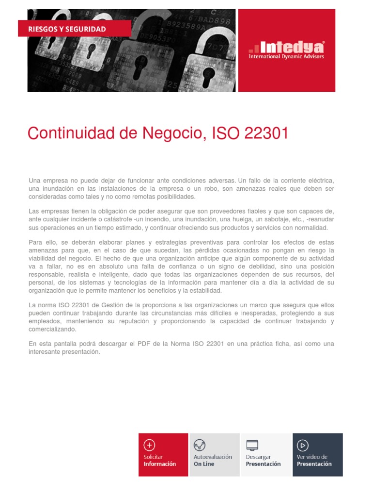Presentacion Continuidad de Negocio Iso 22301 | PDF | Seguridad de información | Business