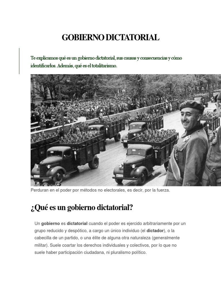 Gobierno Dictatorial | PDF | Dictadura | Totalitarismo