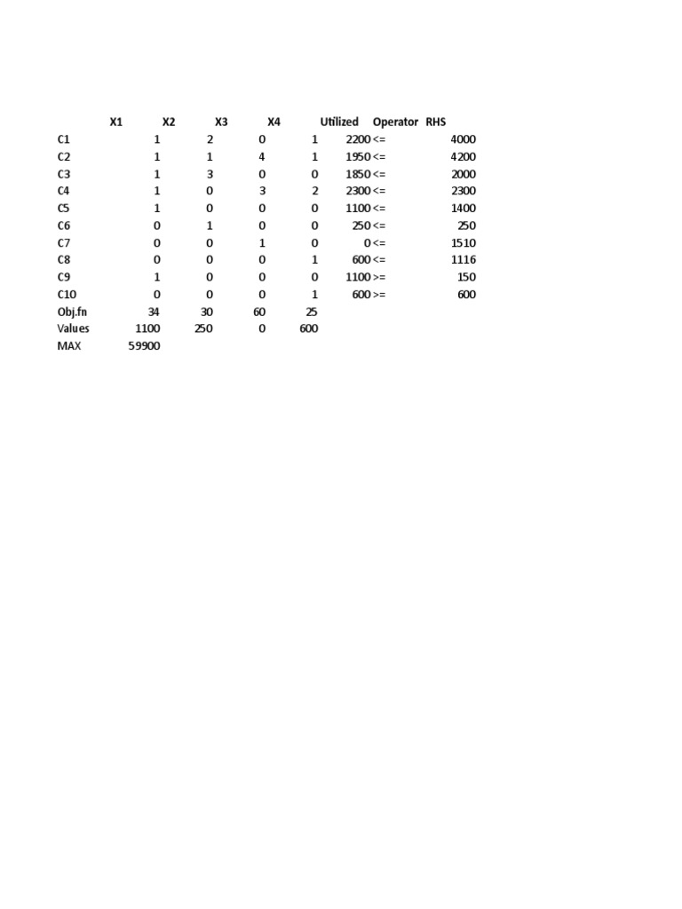 X1 X2 X3 X4 Utilized Operator RHS | PDF