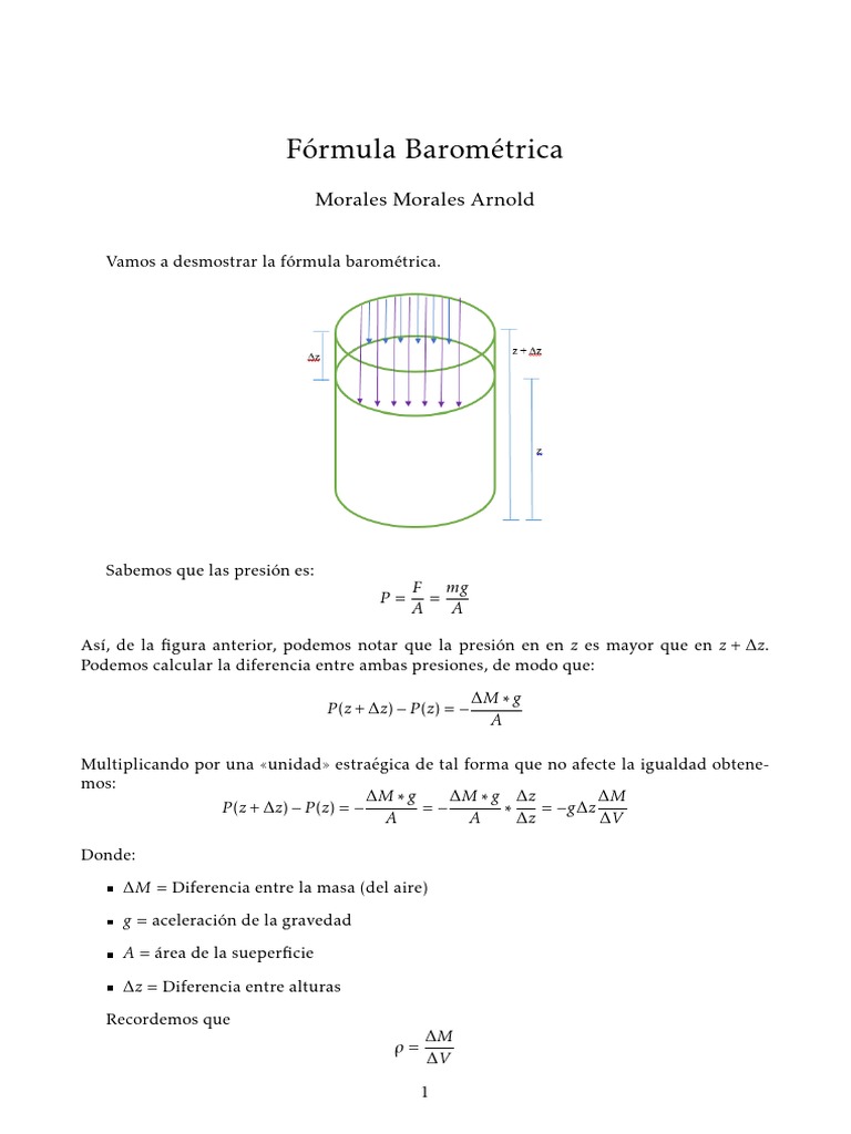 Fórmula barométrica: Demostración paso a paso | PDF | Gases | Ecuaciones