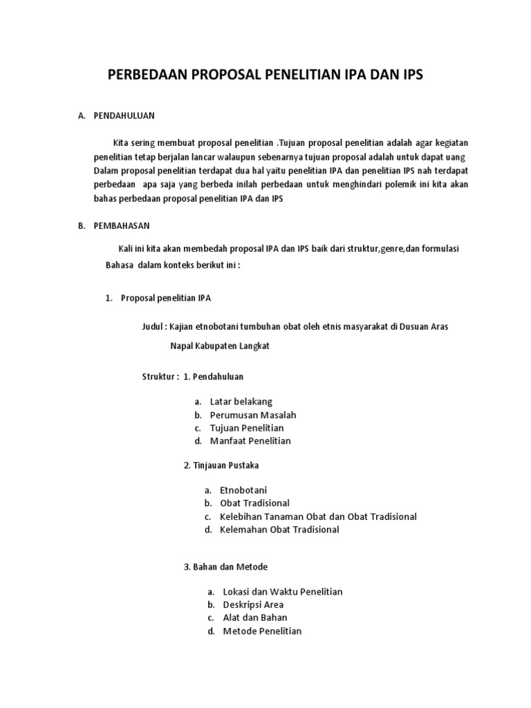 Perbedaan Proposal Penelitian Ipa Dan Ips | PDF | Sains & Matematika