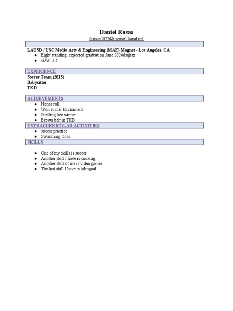 Daniels Resume | PDF