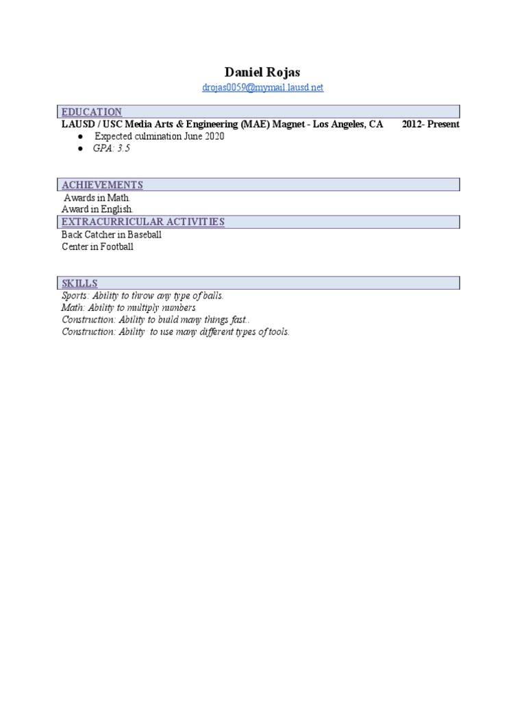 Daniel Rojas - Resume | PDF