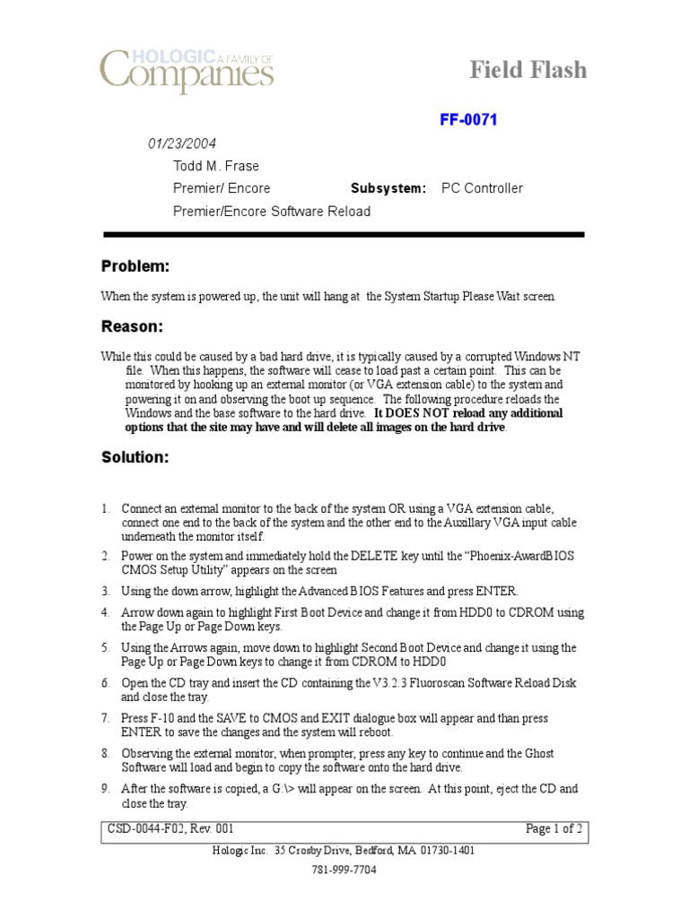 Premier Encore Software Reload | PDF | Booting | Bios