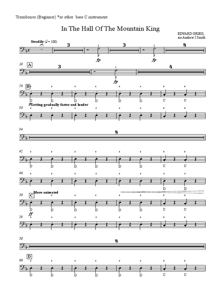 In The Hall of The Mountain King : Trombones (Beginner) or Other Bass C ...