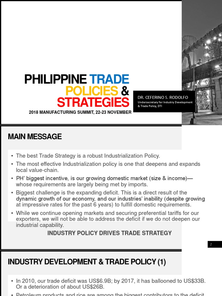 Philippine Trade Policy and Strategies | PDF | Commercial Policy ...