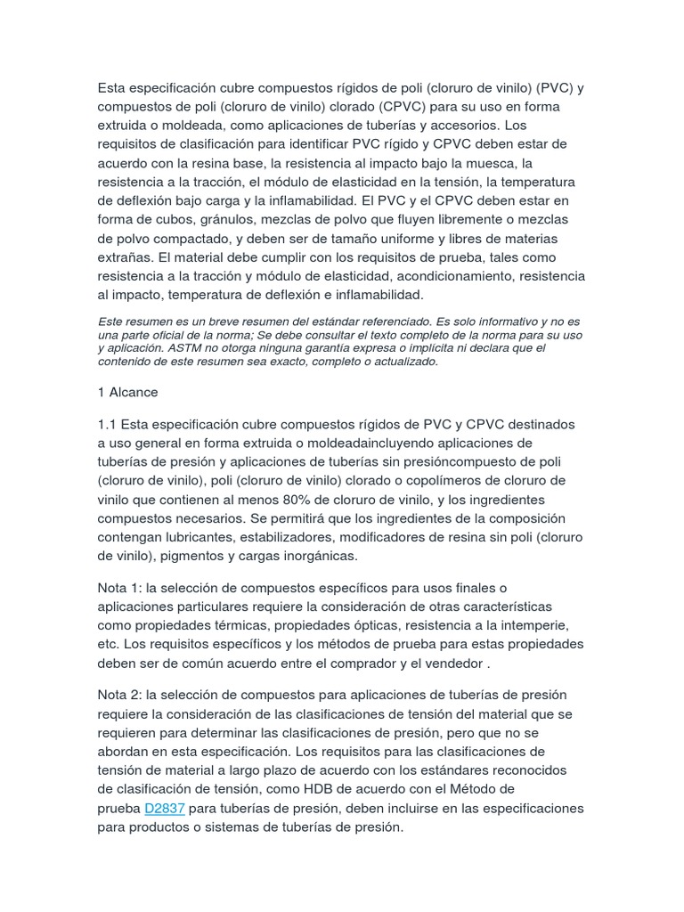 ASTM 1785 Esta Especificación Cubre Compuestos Rígidos de Poli | PDF ...