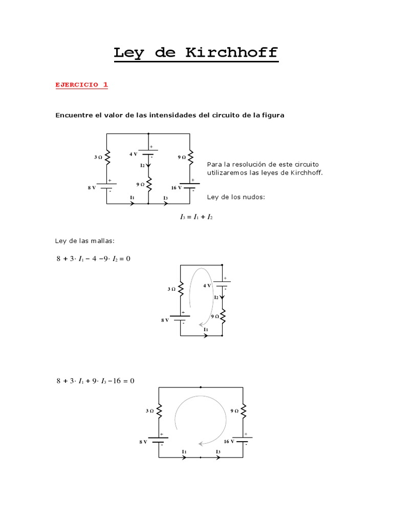 Ejercicios Resueltos Ley de Kirchhoff | PDF | Resistencia Eléctrica y Conductancia ...