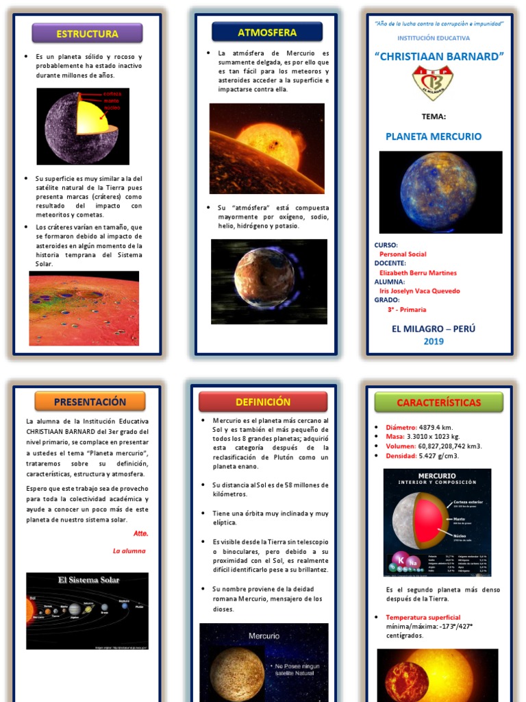 Folleto Sobre El Planeta Mercurio