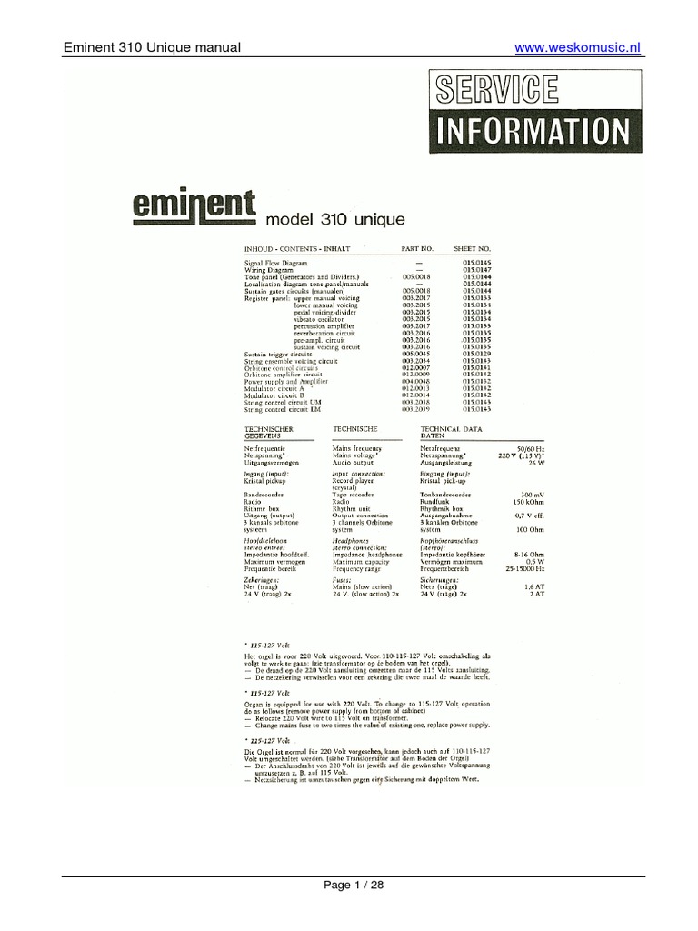 Eminent 310 Unique ServiceManual PDF | PDF