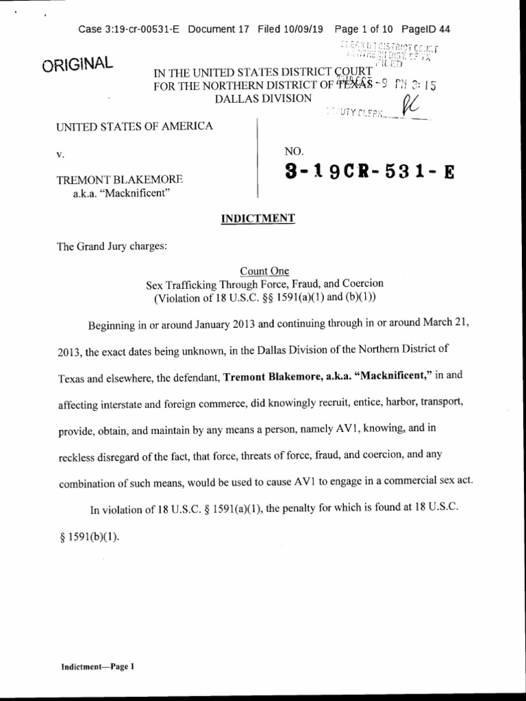 Tremont Blakemore Aka Macknificent - Indictment | PDF