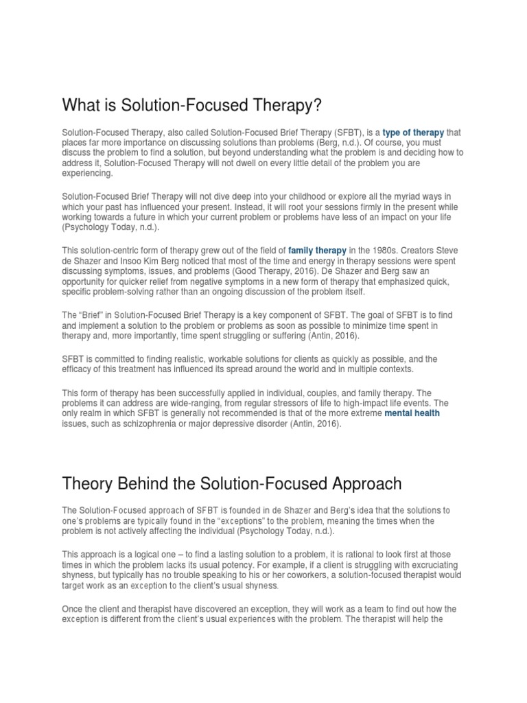 Solution-Focused Therapy Guide | PDF | Psychotherapy | Action (Philosophy)