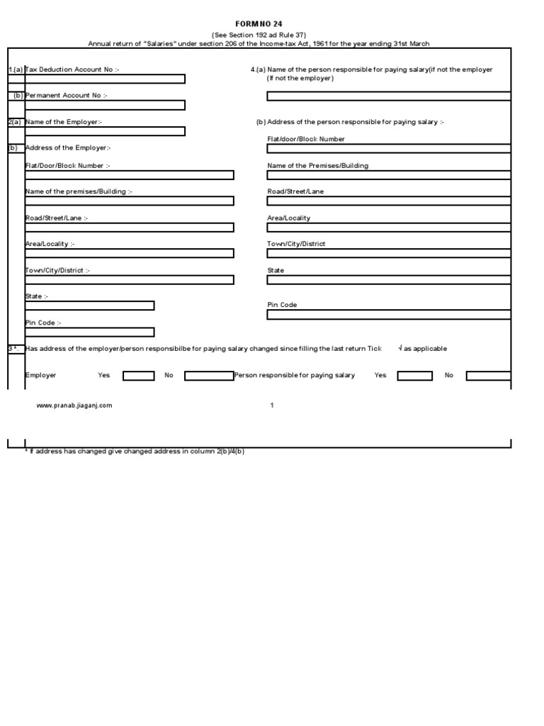 Form No. 24 in Excel Format of Income Tax Annual Statement - XL ...