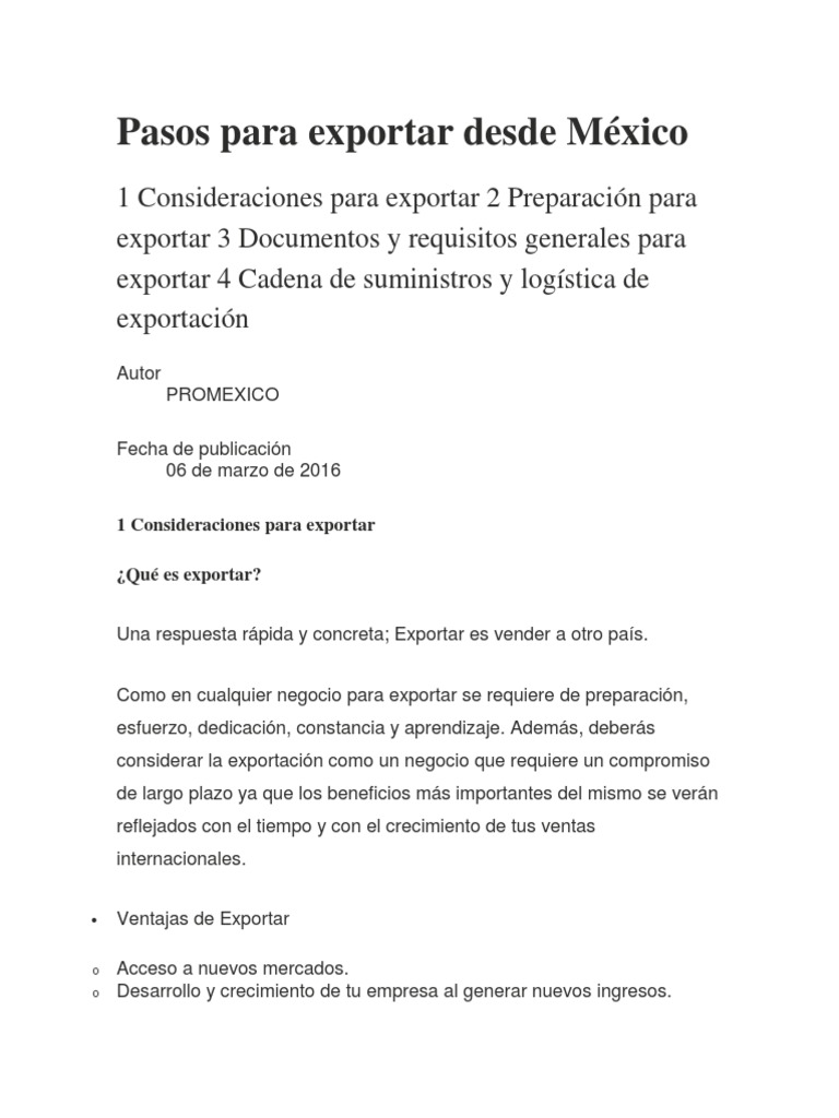 Pasos para Exportar Desde México | PDF | aduana | Exportaciones