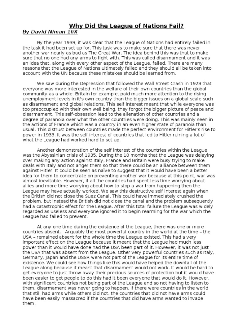 Why the League of Nations Failed | PDF | League Of Nations | Japan