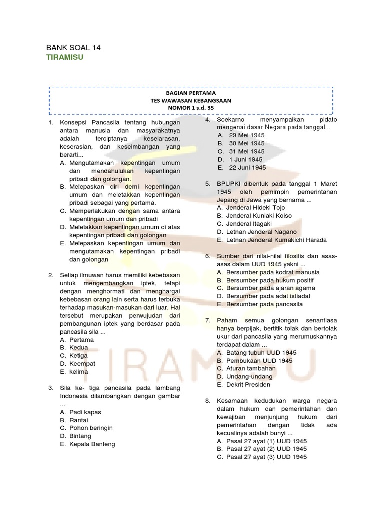 TIRAMISU SOAL 14 | PDF