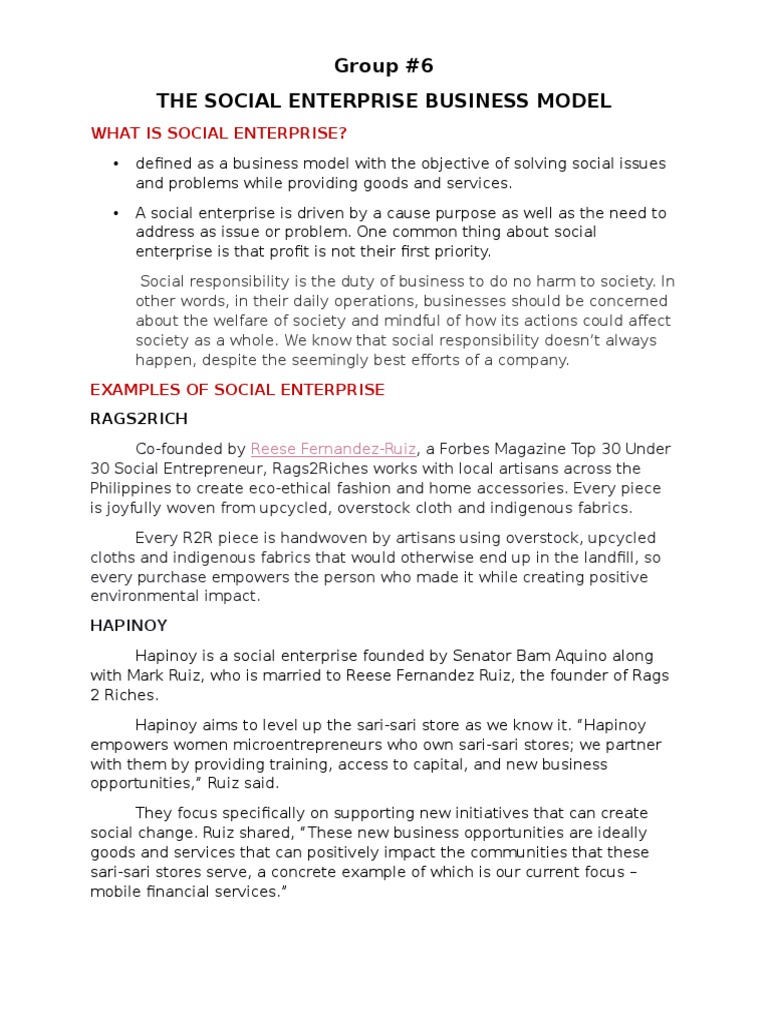 The Social Enterprise Business Model | PDF | Social Enterprise ...