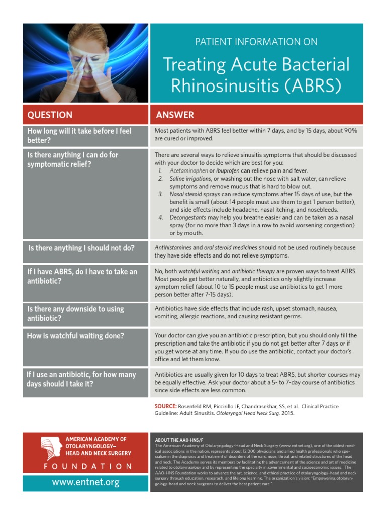 Adult Sinusitis Patient Info Treating Acute Bacterial Rhinosinusitis ...