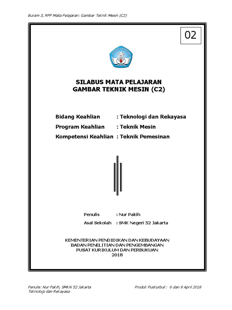 Contoh - Silabus - RPP Gambar Teknik Mesin (C2) | PDF