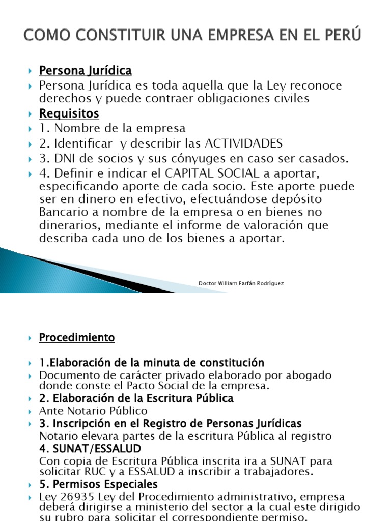 Como Constituir Una Empresa en El Peru | PDF | Beneficio (economía ...