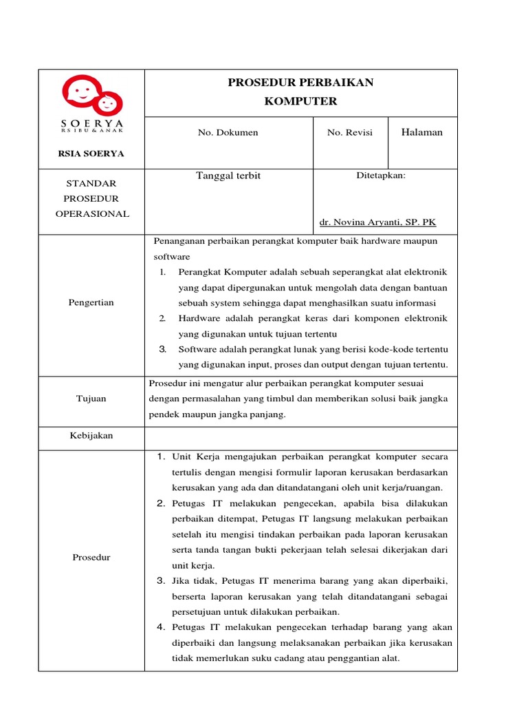 SOP Perbaikan Komputer | PDF