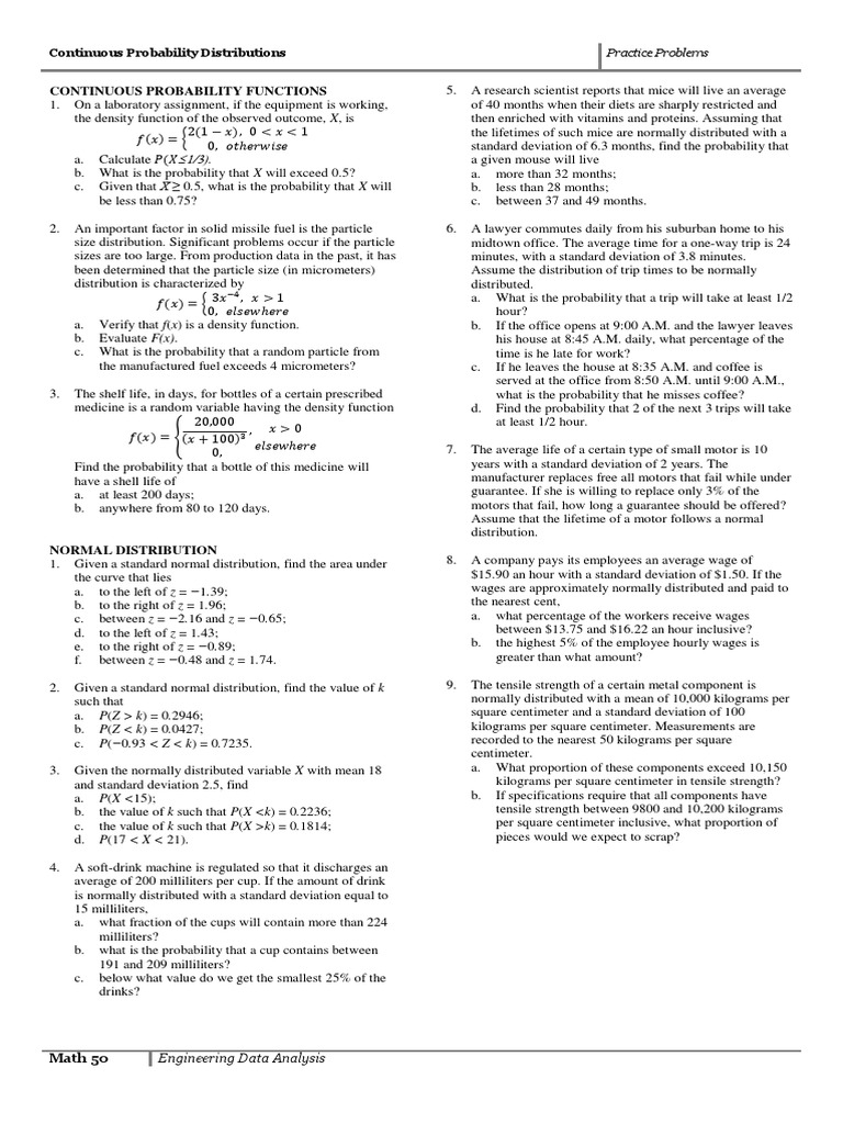 Continuous | PDF | Normal Distribution | Probability Density Function