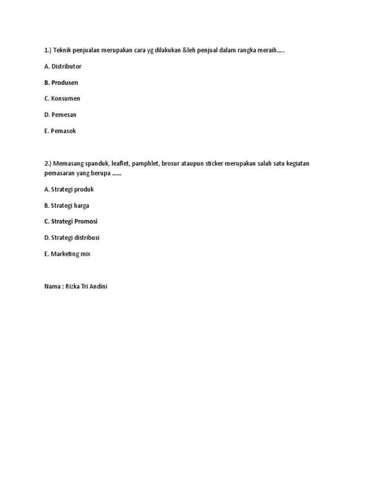 Soal Bisnis Pilgan | PDF