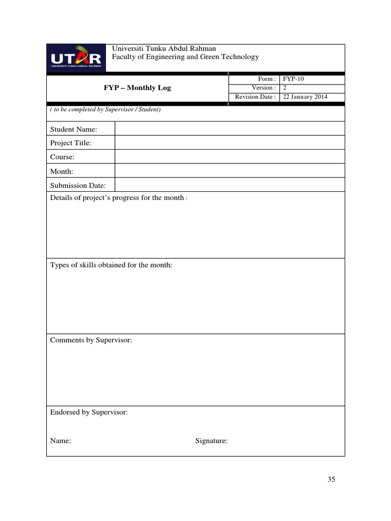 FYP Monthly Log | PDF