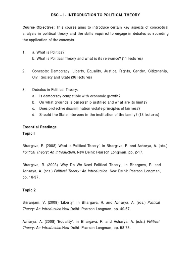 DSC - I - Introduction To Political Theory | PDF | Political Philosophy ...