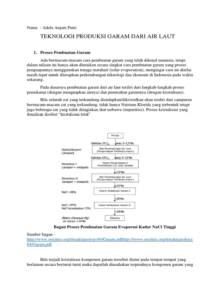 PROSES PEMBUATAN GARAM DARI AIR LAUT | PDF