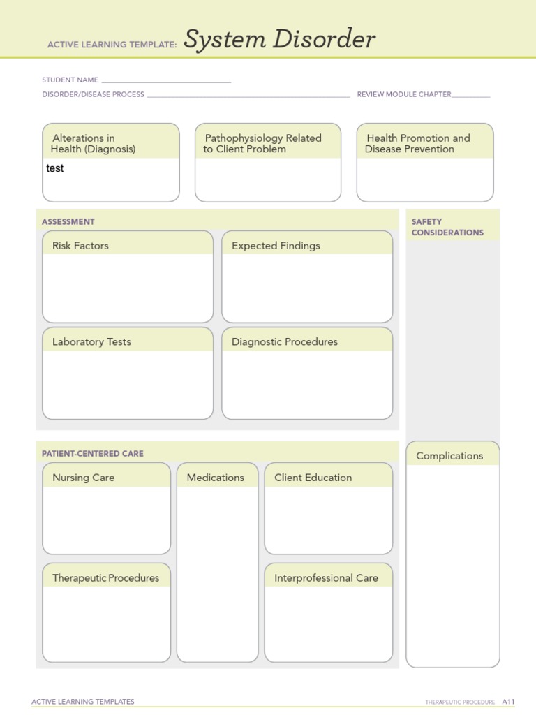 System Disorder: Active Learning Template | PDF