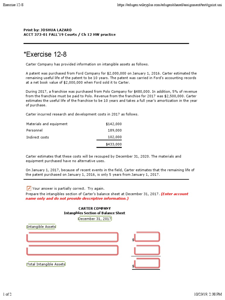 Exercise 12-8 Intangible Assets | PDF | Intangible Asset | Balance Sheet