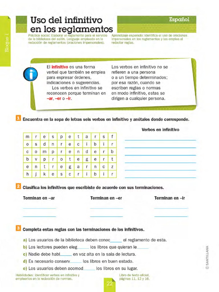 Verbos en Infinitivo | PDF