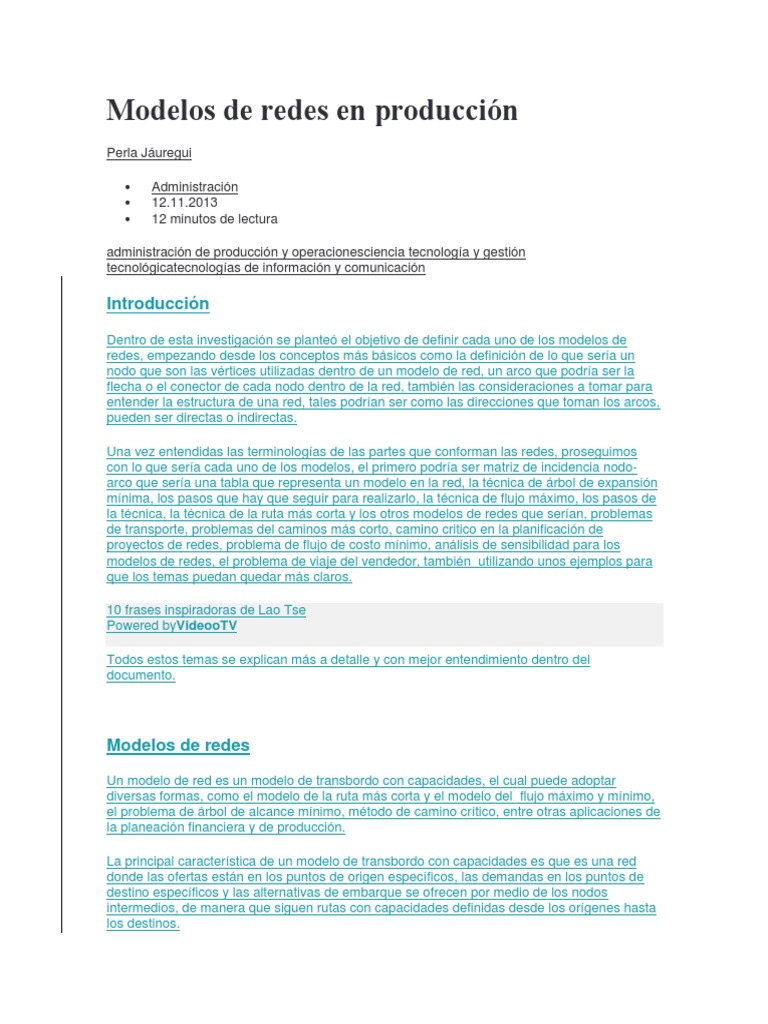 Modelos de Redes en Producción | PDF | Red de computadoras | Algoritmos
