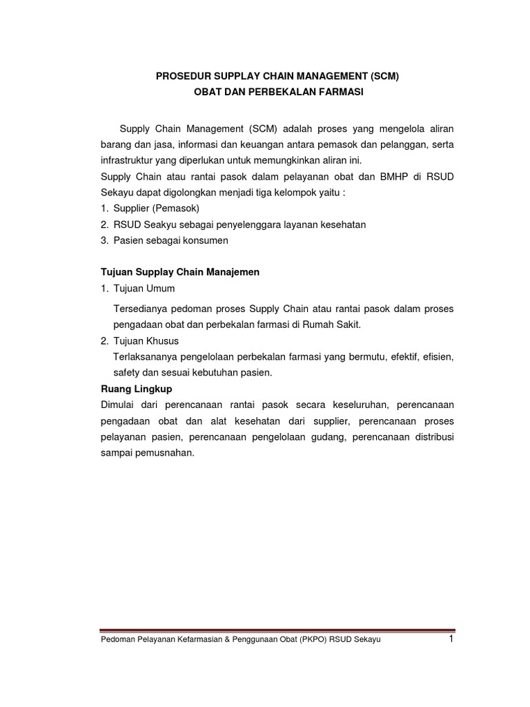Pedoman Supply Chain Manajemen Obat | PDF