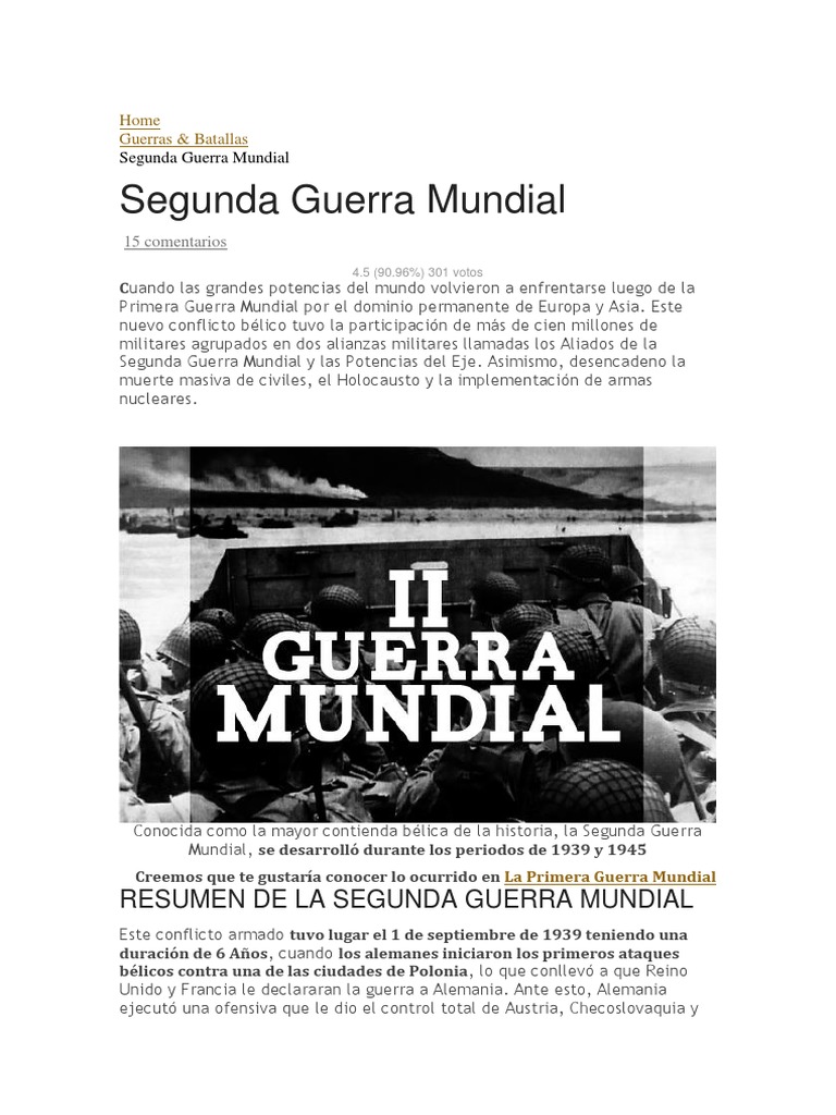 Segunda Guerra Mundial Resumen | PDF | Aliados de la Segunda Guerra ...